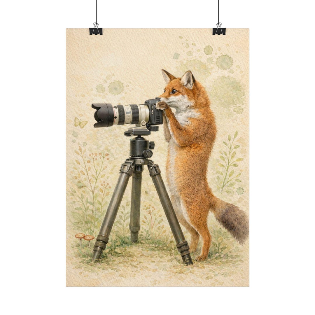Fox Photographer Poster | Animal Illustration, Nature Wall Art - Etsy