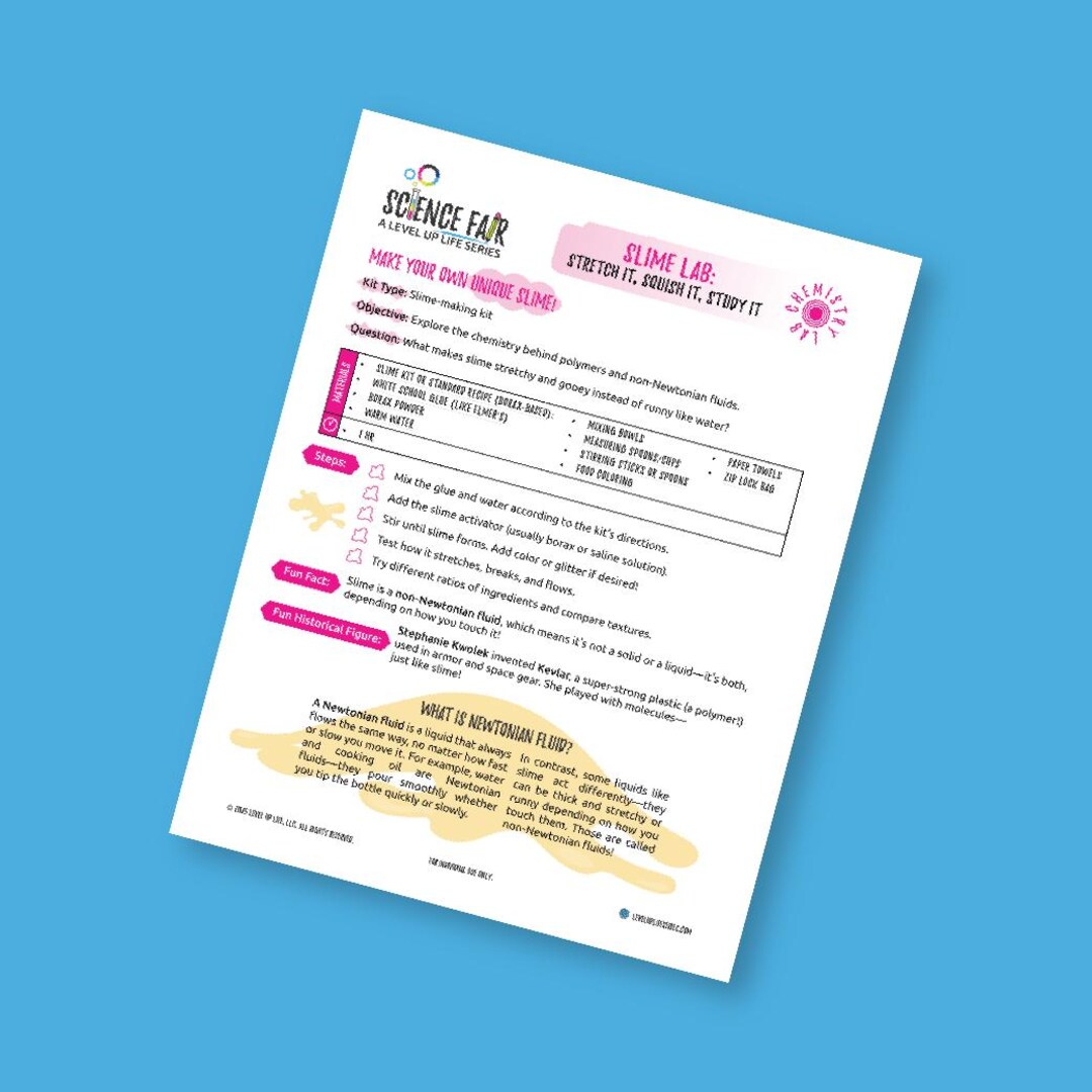 Science Fair Slime Lab Worksheet - Etsy