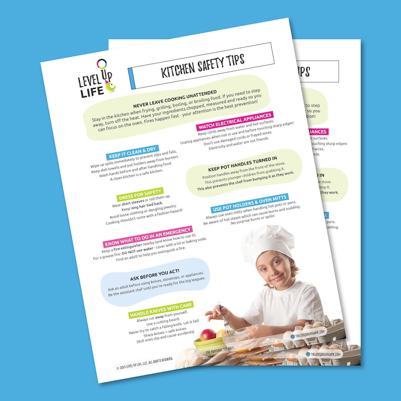 Kitchen Safety Tips Printable | Kids Cooking Rules & Hygiene Guide - Etsy