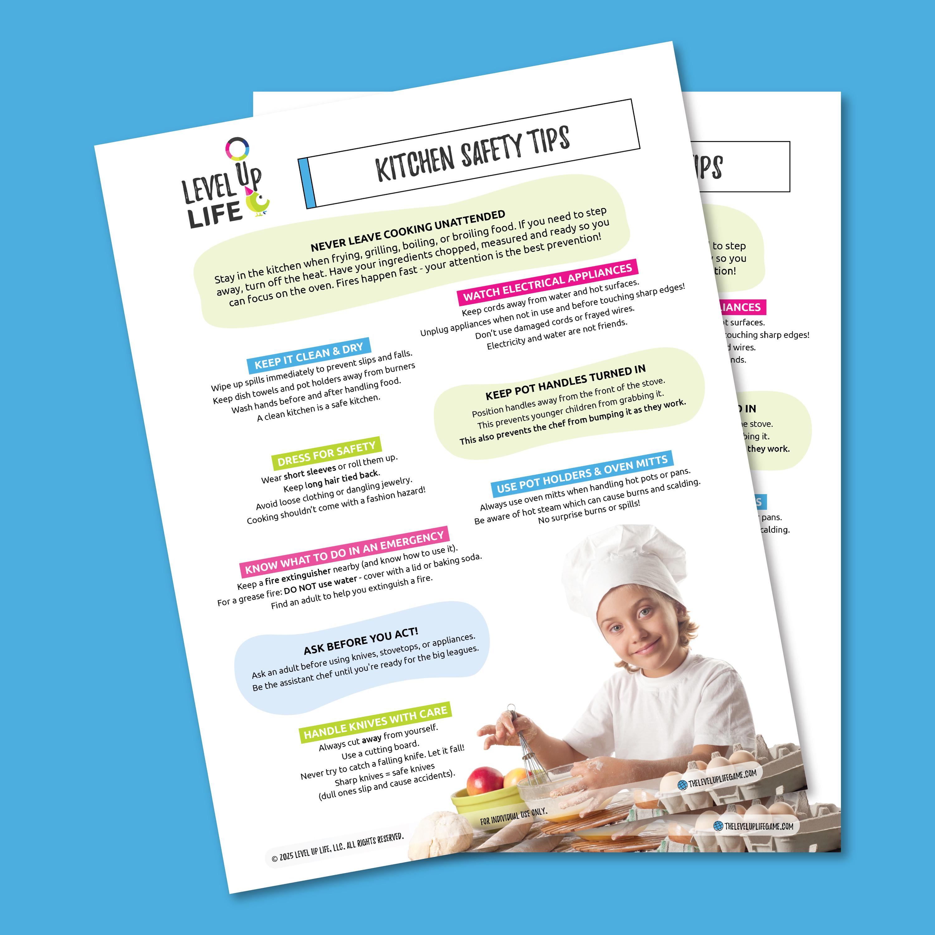 Kitchen Safety Tips Printable | Kids Cooking Rules & Hygiene Guide - Etsy