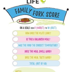 Printable Family Meal Score Card | Rate Dinners With Level up Life Game ...