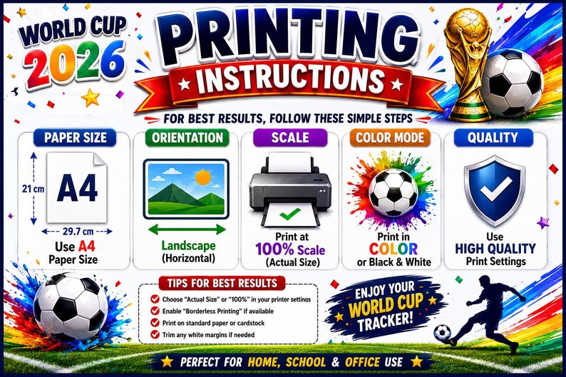 World Cup 2026 Printable Tracker | Group Stage & Knockout Bracket ...
