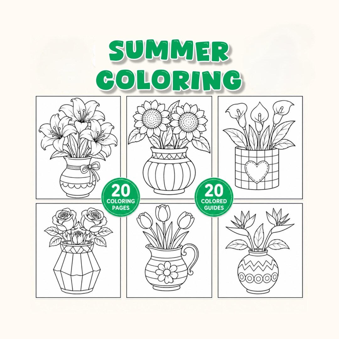 Summer Flower Coloring Pages for Kids, Printable Activity Book (20 ...