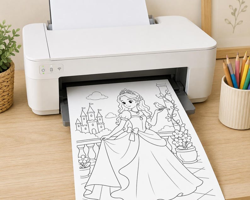 Princess Coloring Book | 16 Fantasy Pages for Kids (digital Download ...