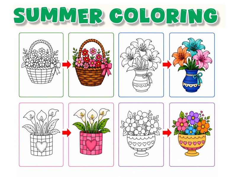 Summer Flower Coloring Pages for Kids, Printable Activity Book (20 ...
