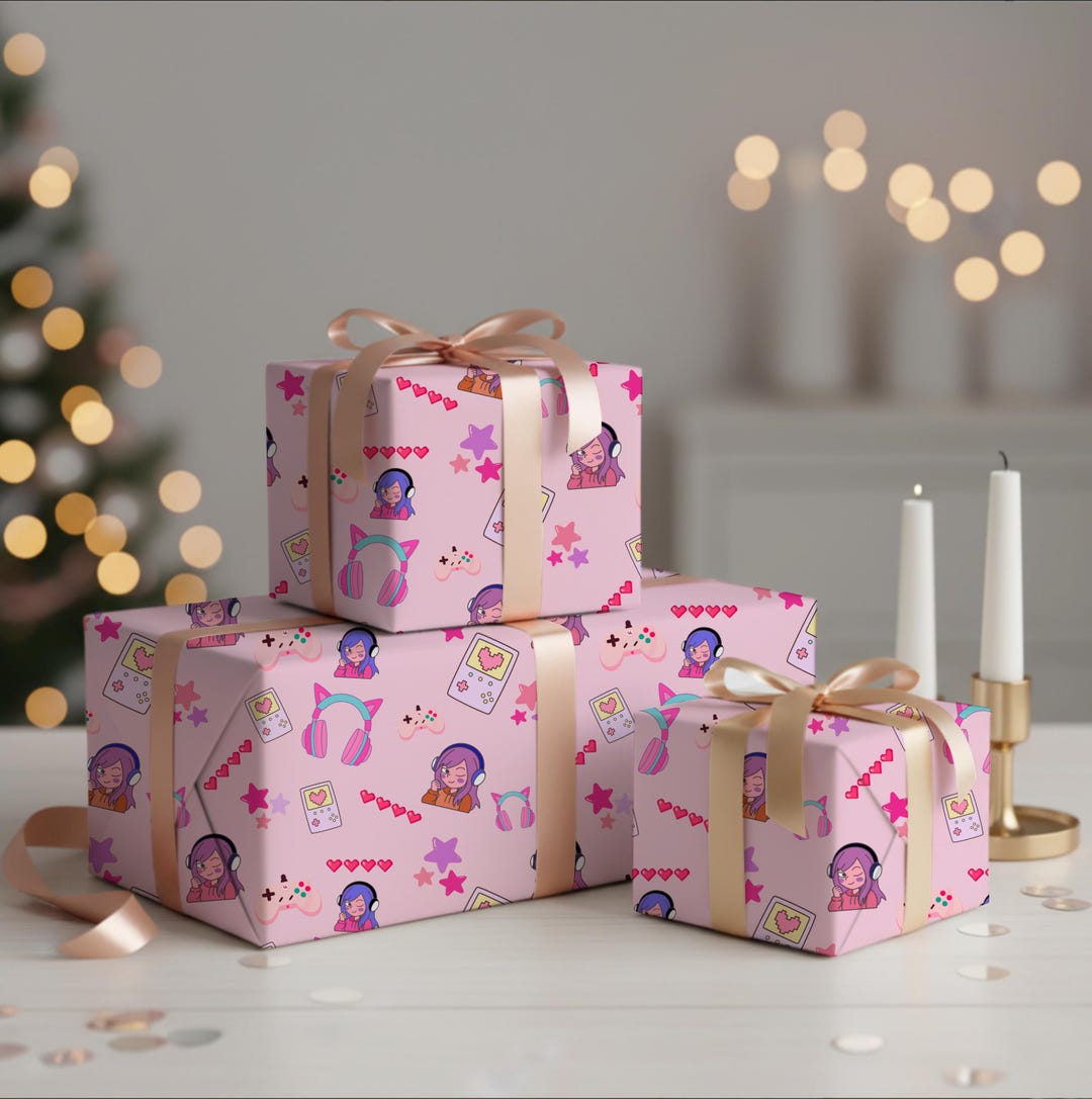 Gamer Girl Wrapping Paper | Pink Controller Kawaii Print Roll - Etsy
