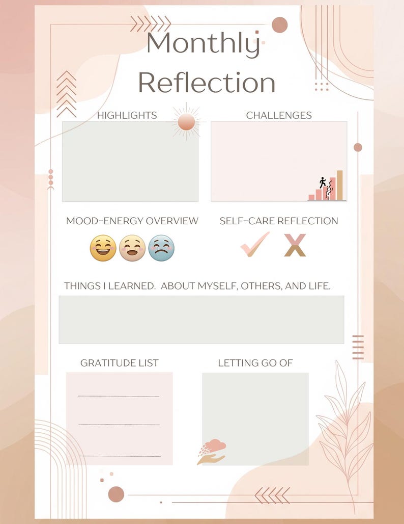 Monthly Reflection Planner | Digital & Printable | Highlights ...