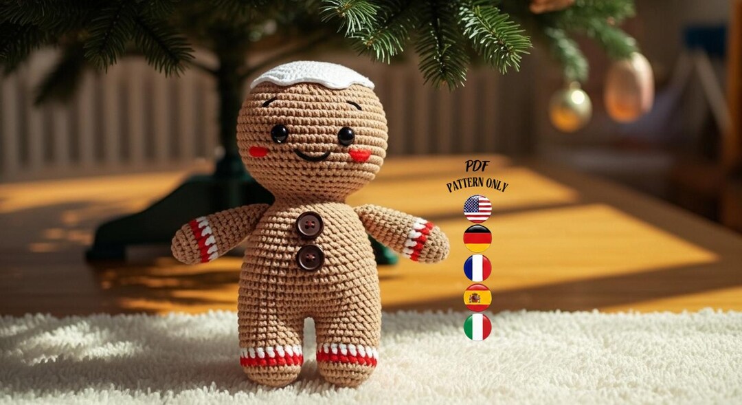 Gingerbread Man Crochet Pattern PDF, Amigurumi Cookie Plush, Instant ...