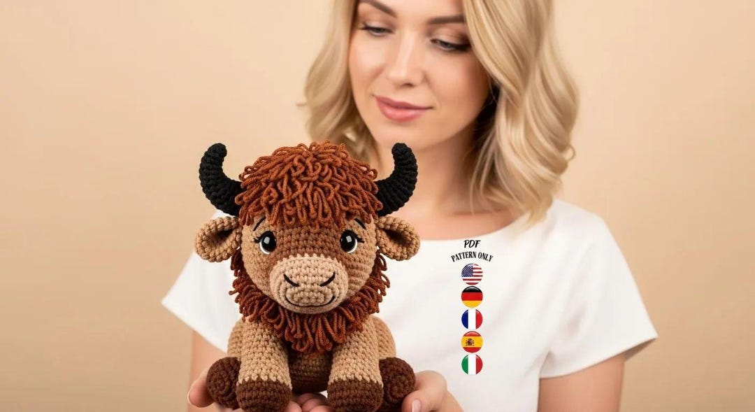 Buffalo Amigurumi Crochet Pattern PDF – Bison Plush Toy – Handmade ...