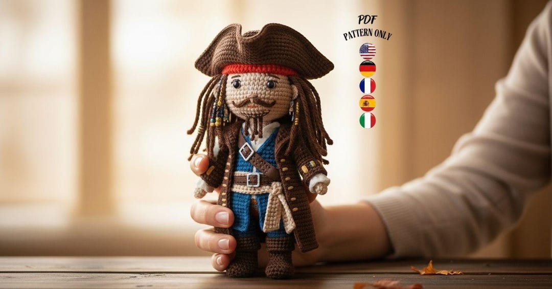 Pirate Captain Crochet Toy Pattern 18-22 Cm– Beginner Amigurumi PDF - Etsy