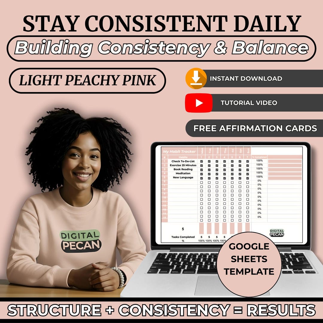 Daily Habit Tracker Google Sheets | Digital Habit Tracker Template ...