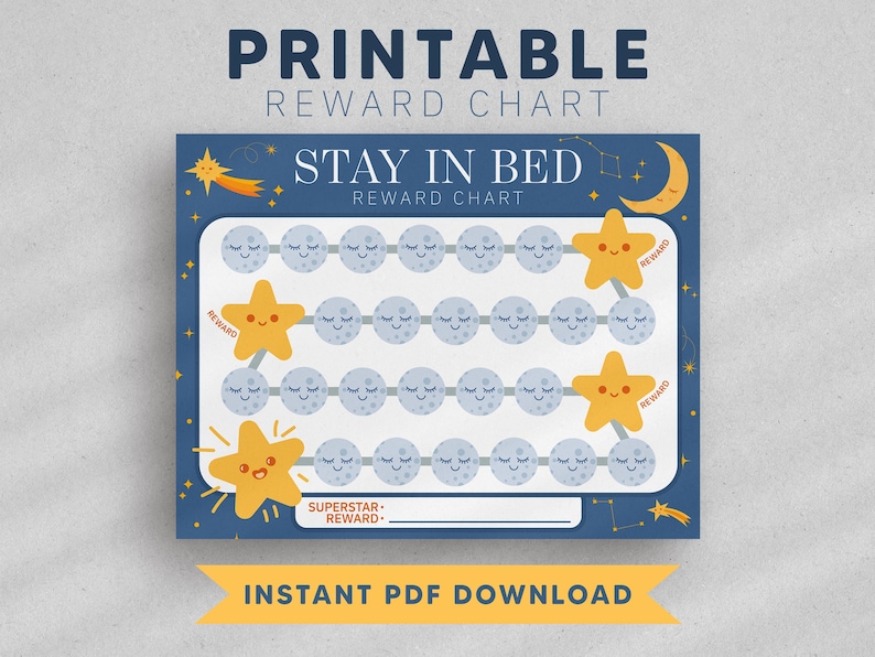 Printable Stay in Bed Reward Chart for Sleep Milestones - Instant ...