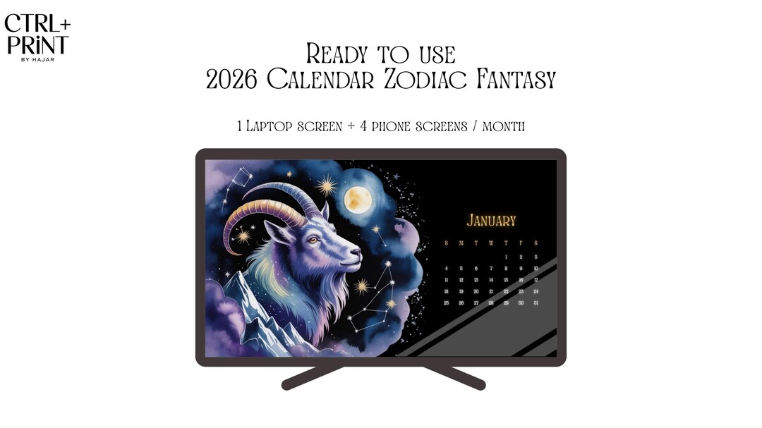 Printable 2026 Calendar Zodiac Fantasy | Astrology Wallpapers for Phone ...