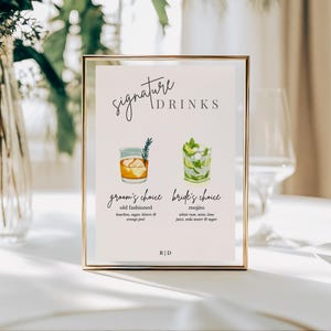 Bride & Groom Signature Cocktail Drink Sign | Editable Canva Template ...