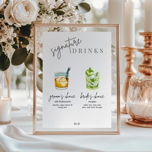 Bride & Groom Signature Cocktail Drink Sign | Editable Canva Template ...
