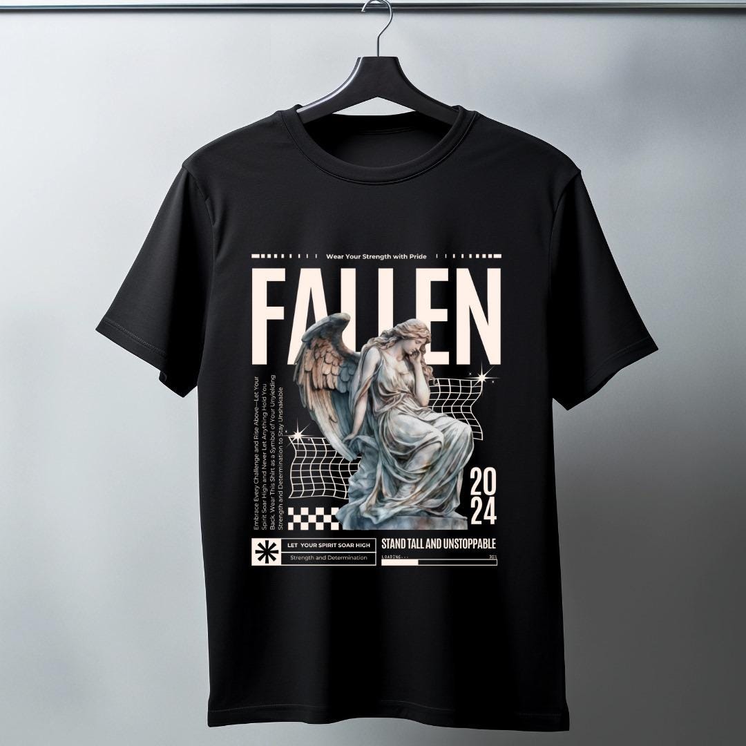 Fallen Angel Graphic Tee: Inspirational Gothic Digital Print (PNG ...