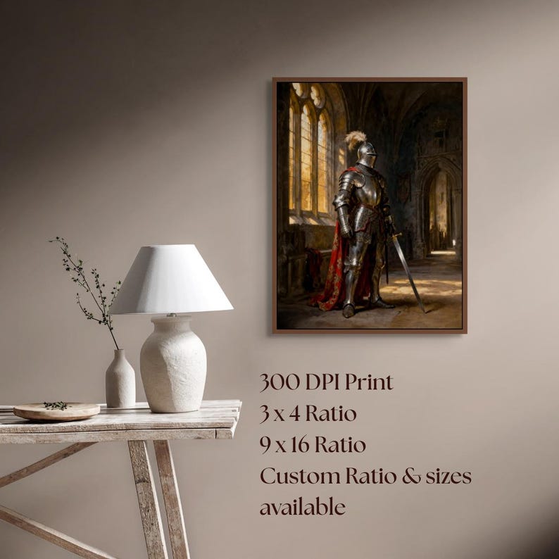 Medieval Knight Wall Art Digital Download | Vintage Portrait Painting ...