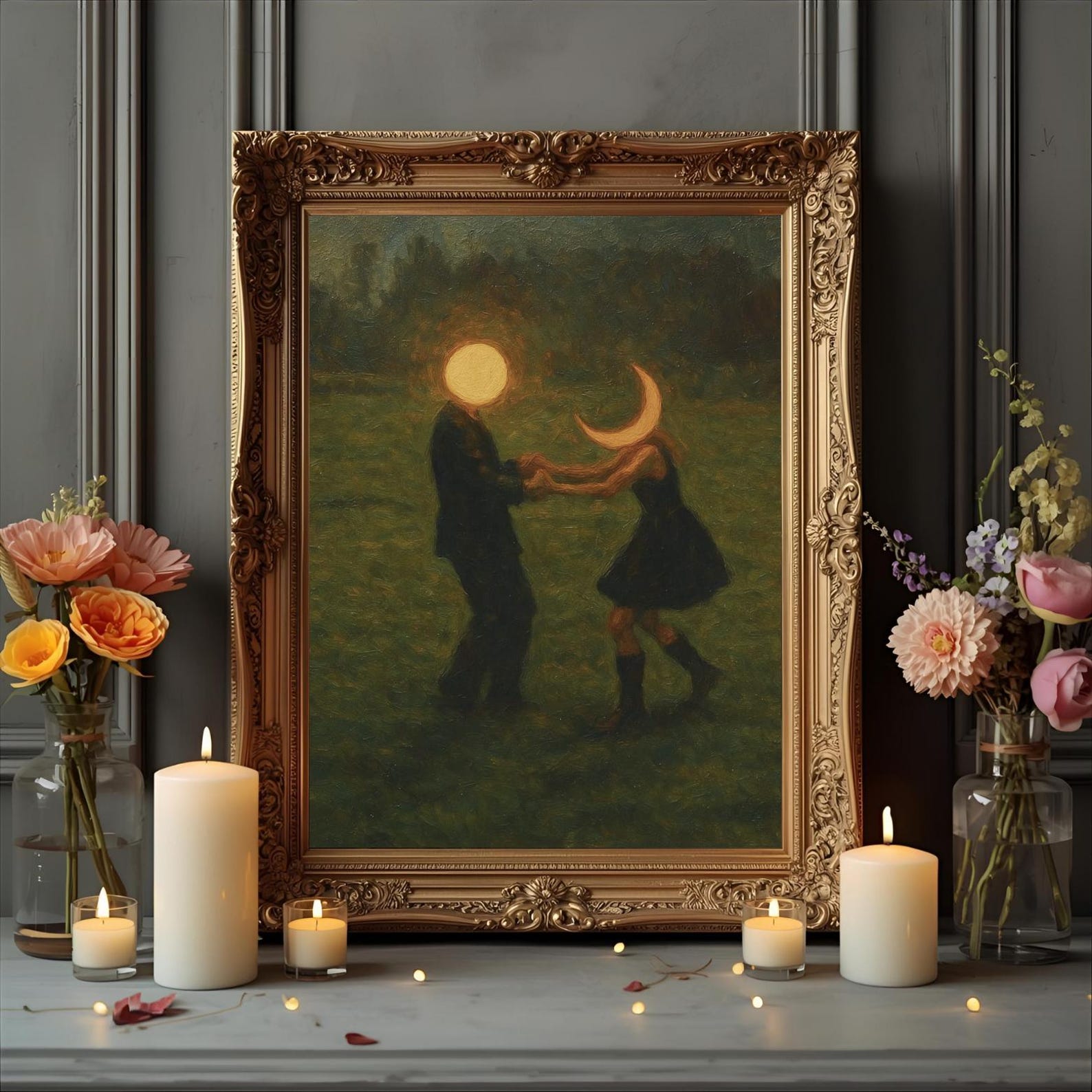 Sun and Moon Lovers Art Print: Romantic Celestial Dance - Etsy