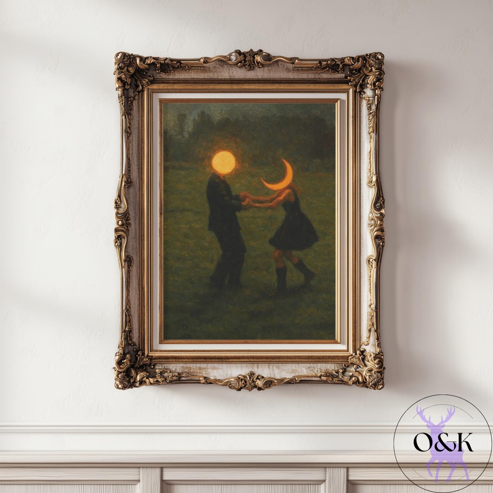 Sun and Moon Lovers Art Print: Romantic Celestial Dance - Etsy