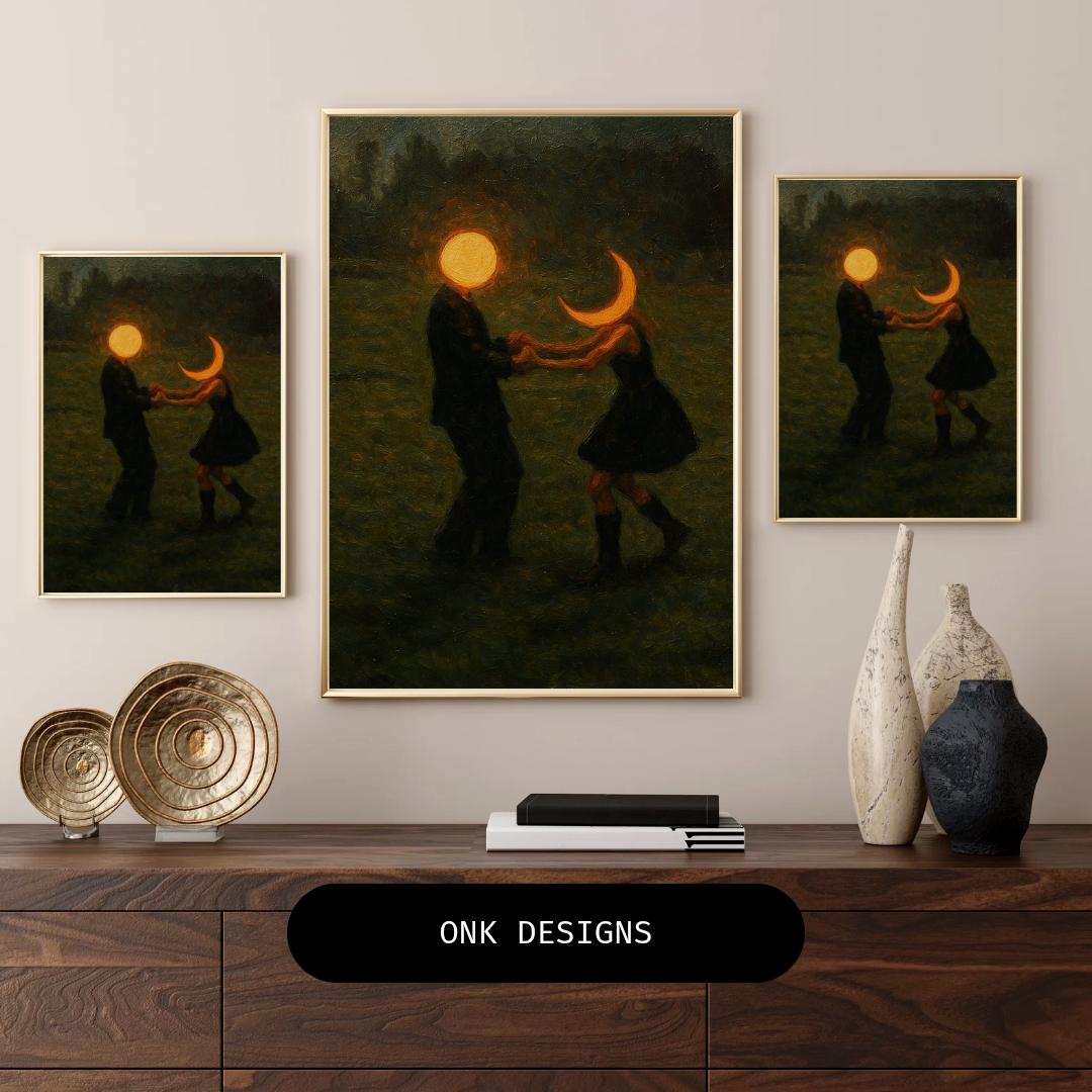 Sun and Moon Lovers Art Print: Romantic Celestial Dance - Etsy