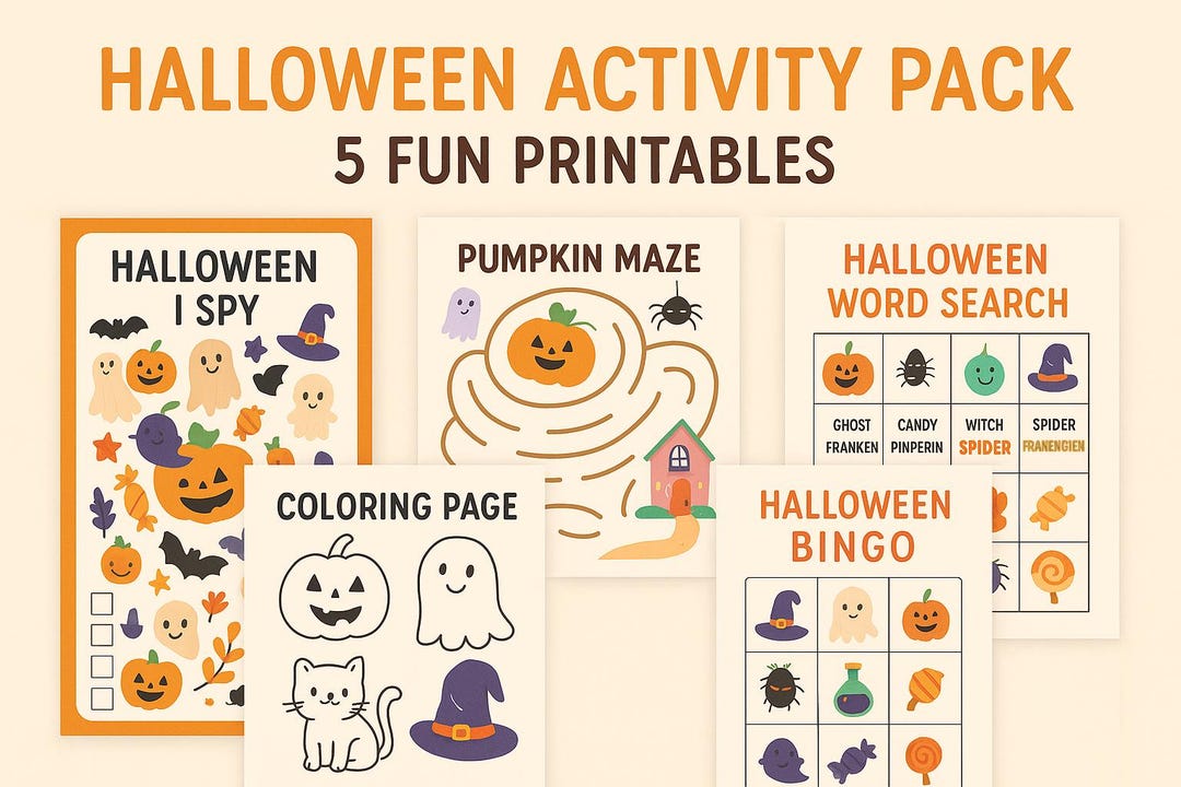EZ Printable Kids Halloween Activity 5 Pack - Etsy