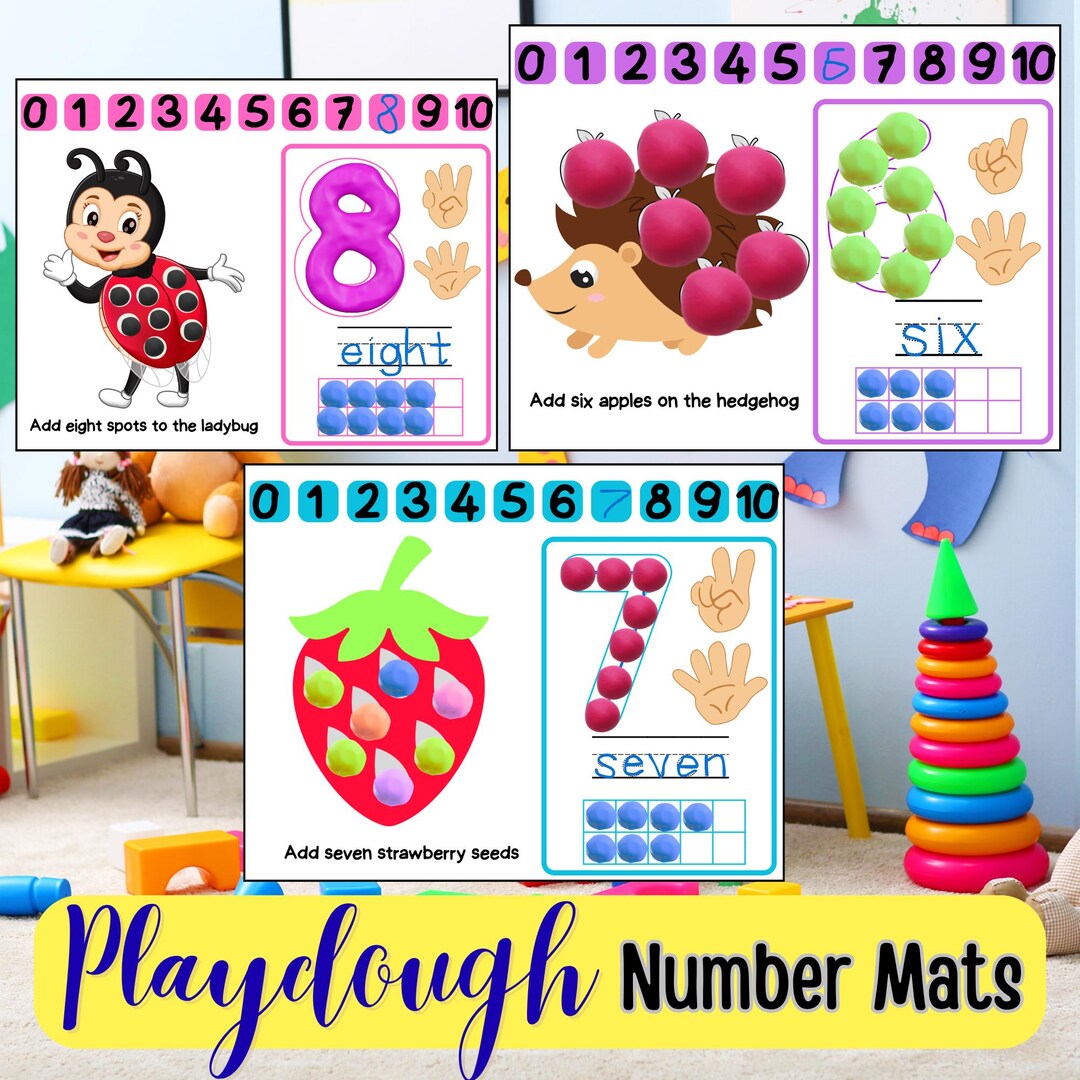 Playdough Number Mats 0–10, Counting Activity for Kids, Preschool Math ...