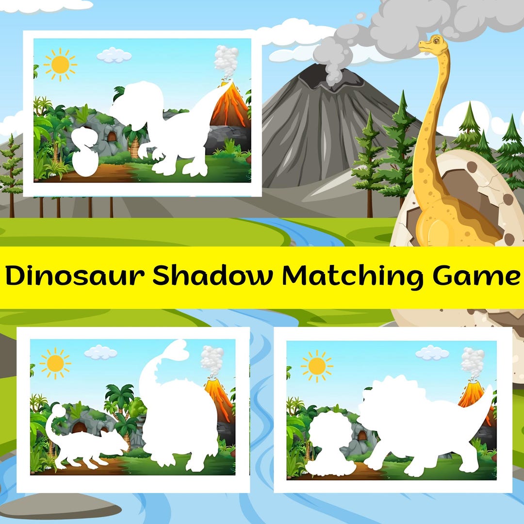 Dinosaur Shadow Matching Game – Montessori Learning Puzzle – Instant ...