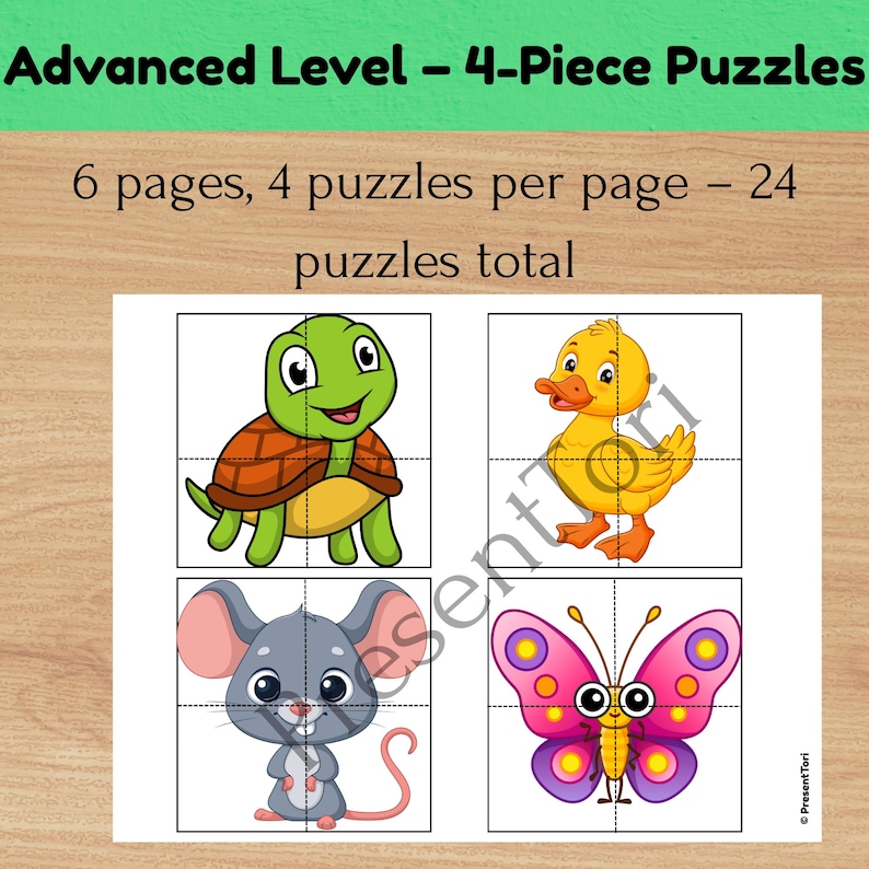 60-piece Printable Kids Puzzle Set, Matching Game and Symmetry Puzzles ...