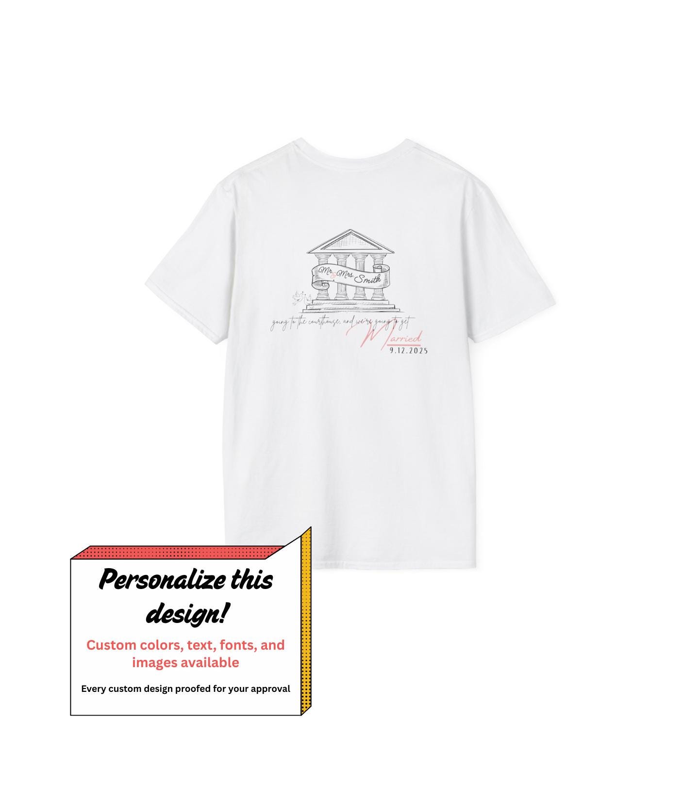 Wedding Outfit, Courthouse Ceremony Unisex T-shirt, Bride Groom Witness ...