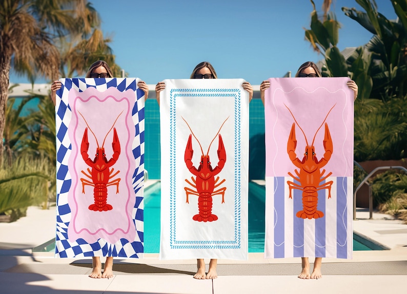 Lobster Beach Towel Mediterranean Pool European Summer Europecore ...