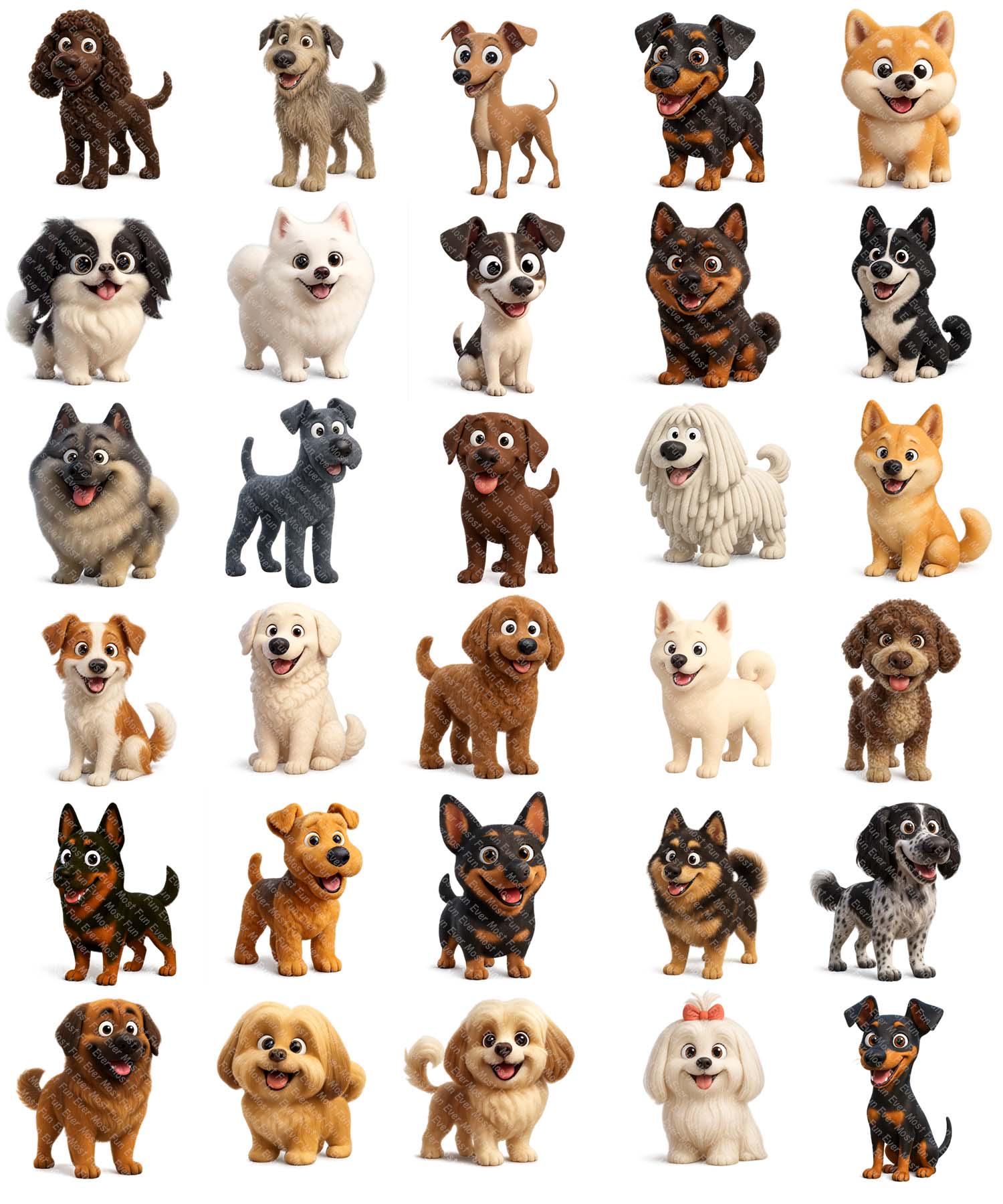 Cute Cartoon Dogs 300 Clipart Bundle, Animal Designs, Creative Projects ...