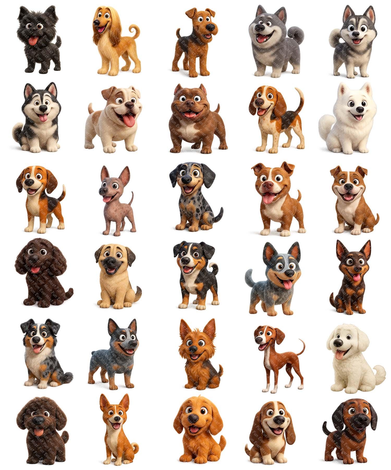 Cute Cartoon Dogs 300 Clipart Bundle, Animal Designs, Creative Projects ...