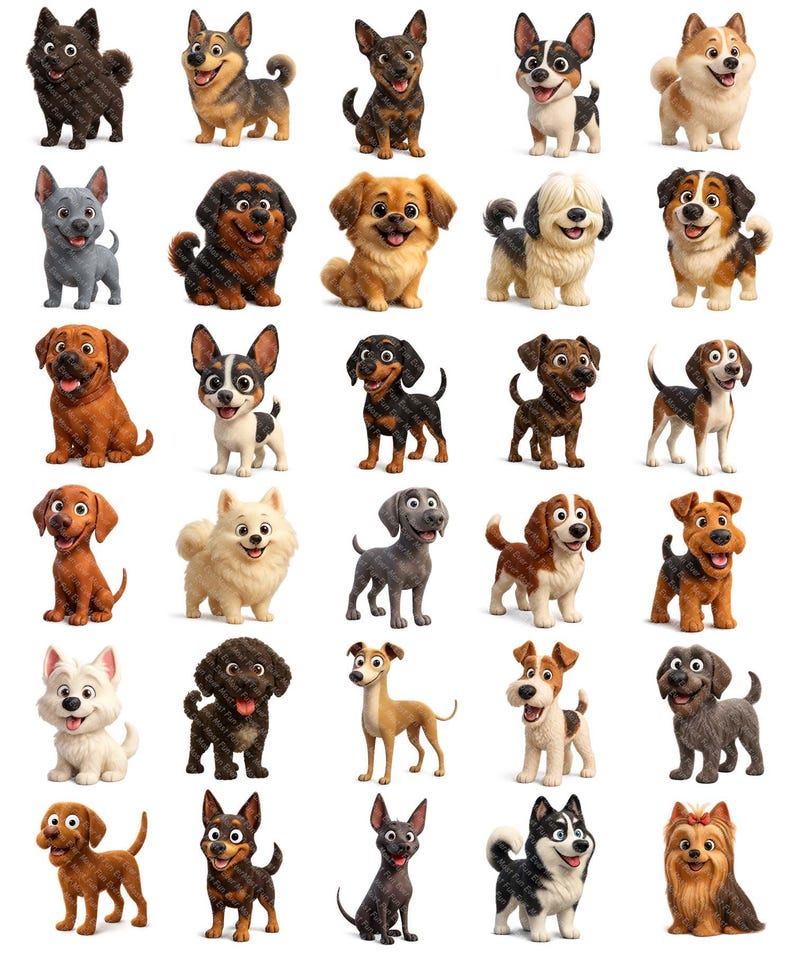 Cute Cartoon Dogs 300 Clipart Bundle, Animal Designs, Creative Projects ...