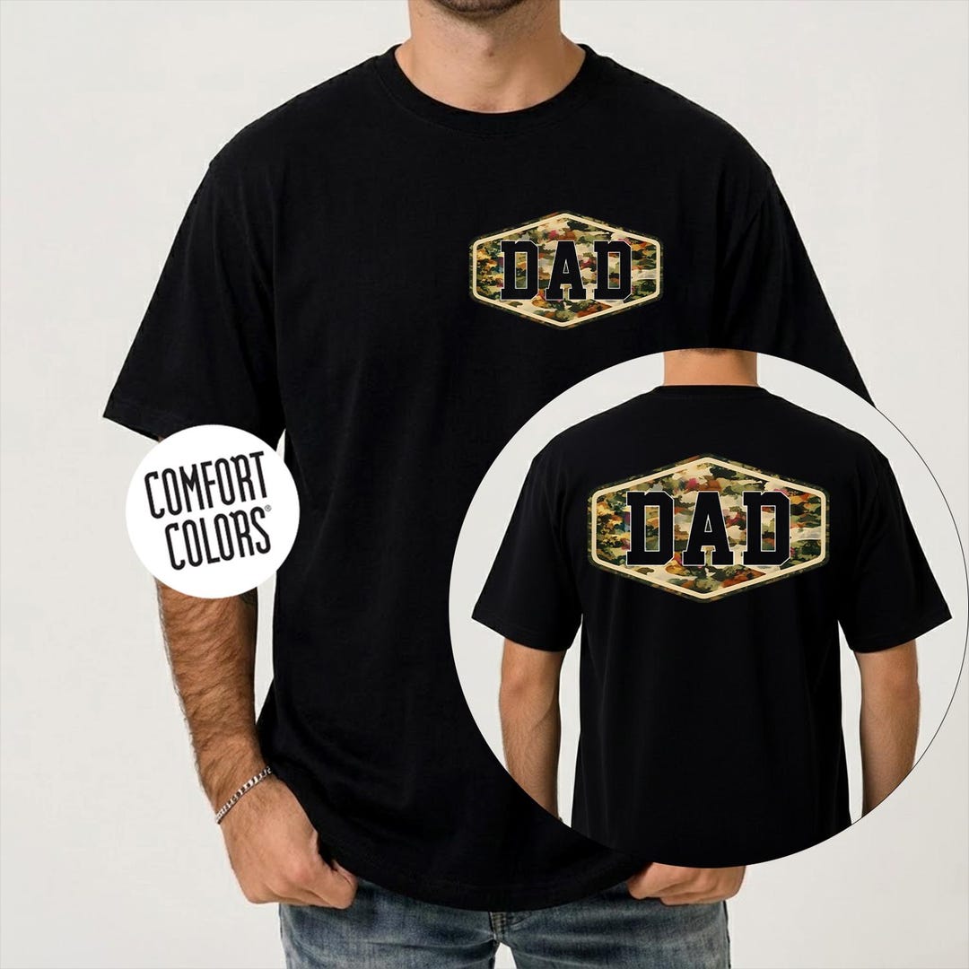 Comfort Colors® Camouflage Dad Front & Back T-shirt, Duck Camo Father's ...