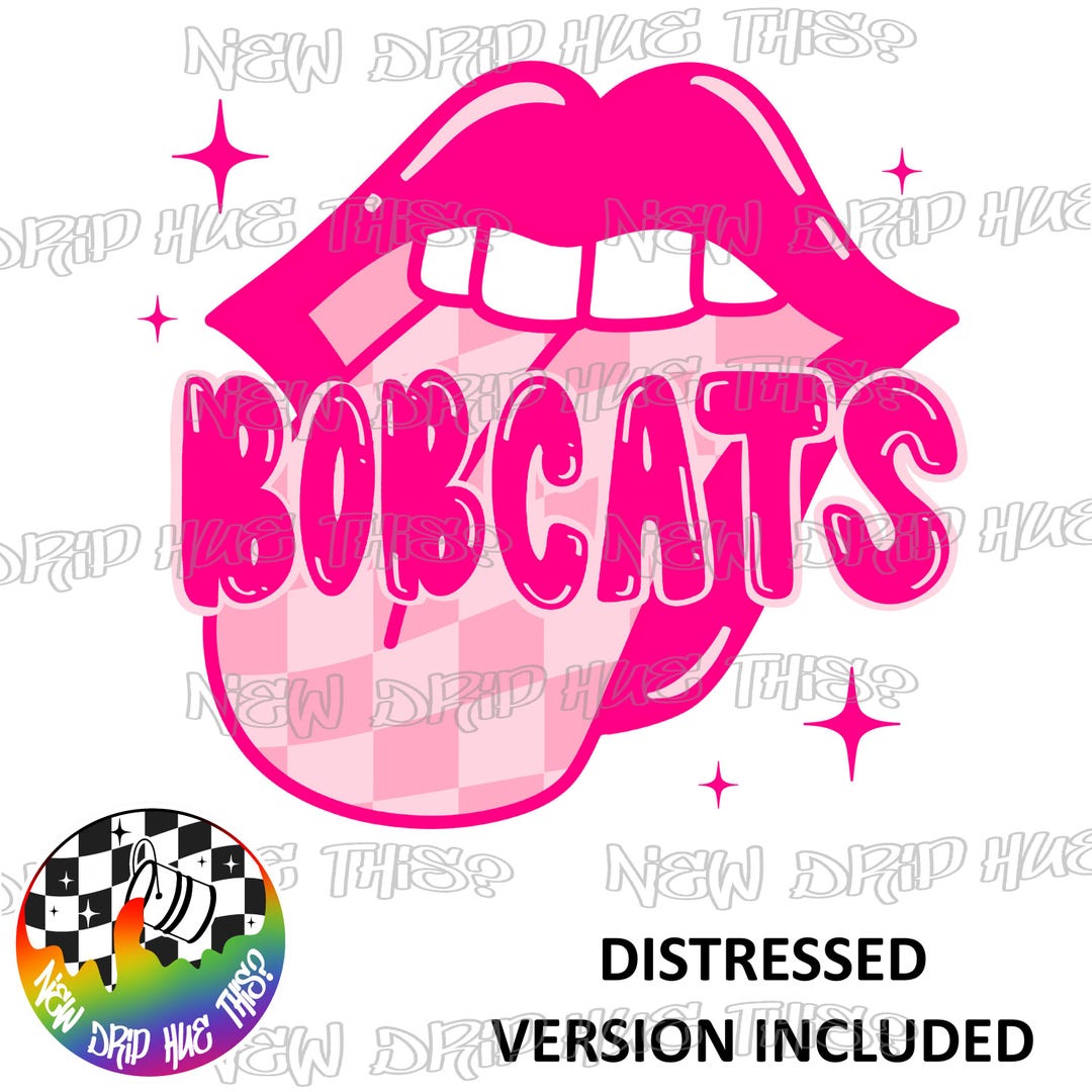 Bobcats Mascot Pink Out Design: Retro Checkered Shirt PNG (digital ...