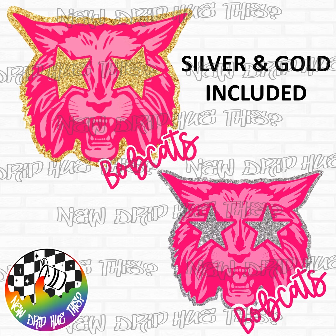 Bobcats Logo - Pink, Gold & Silver Glitter Design (PNG Digital Download ...