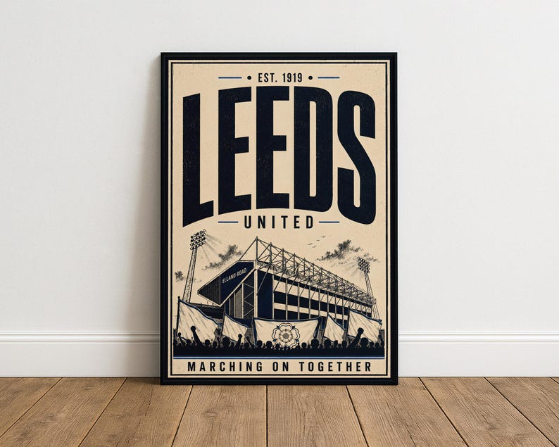 Leeds United Wall Art, Elland Road Print, Vintage Football Poster ...
