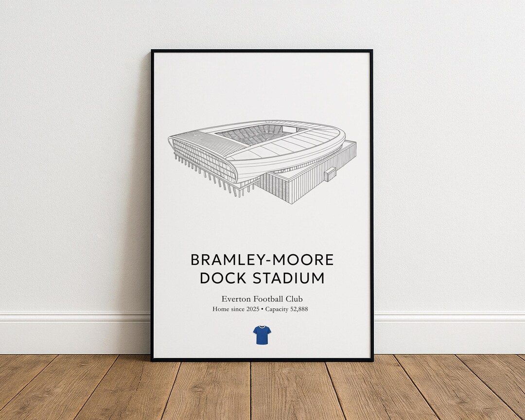 Bramley-moore Dock Stadium Line Drawing • Everton FC Football Art ...