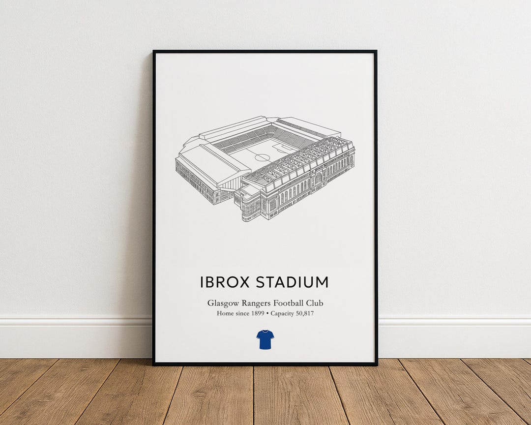 Ibrox Wall Art – Rangers FC Poster, Gers Fan Gift, Glasgow Decor ...