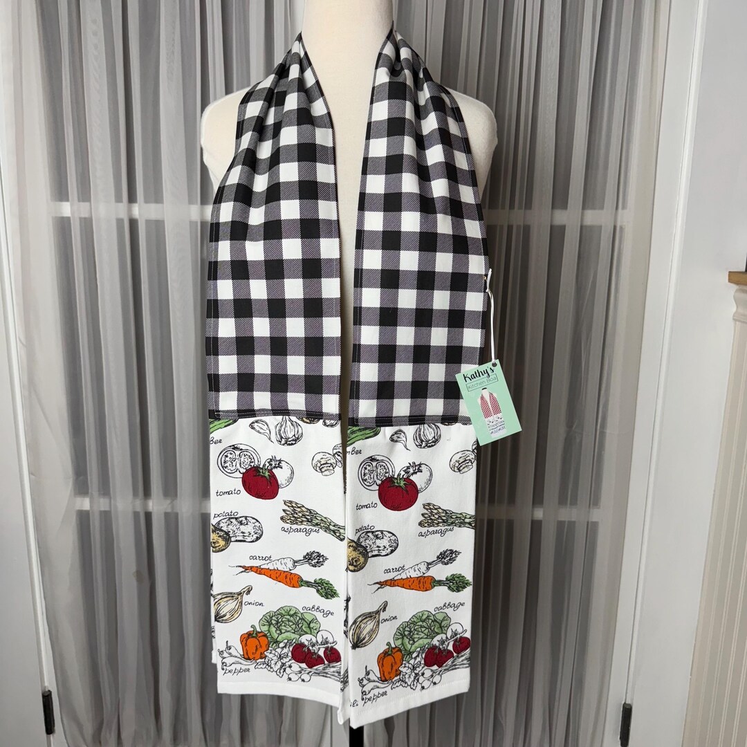 Cotton Kitchen Boa: Veggie Print Scarf Towel - Etsy