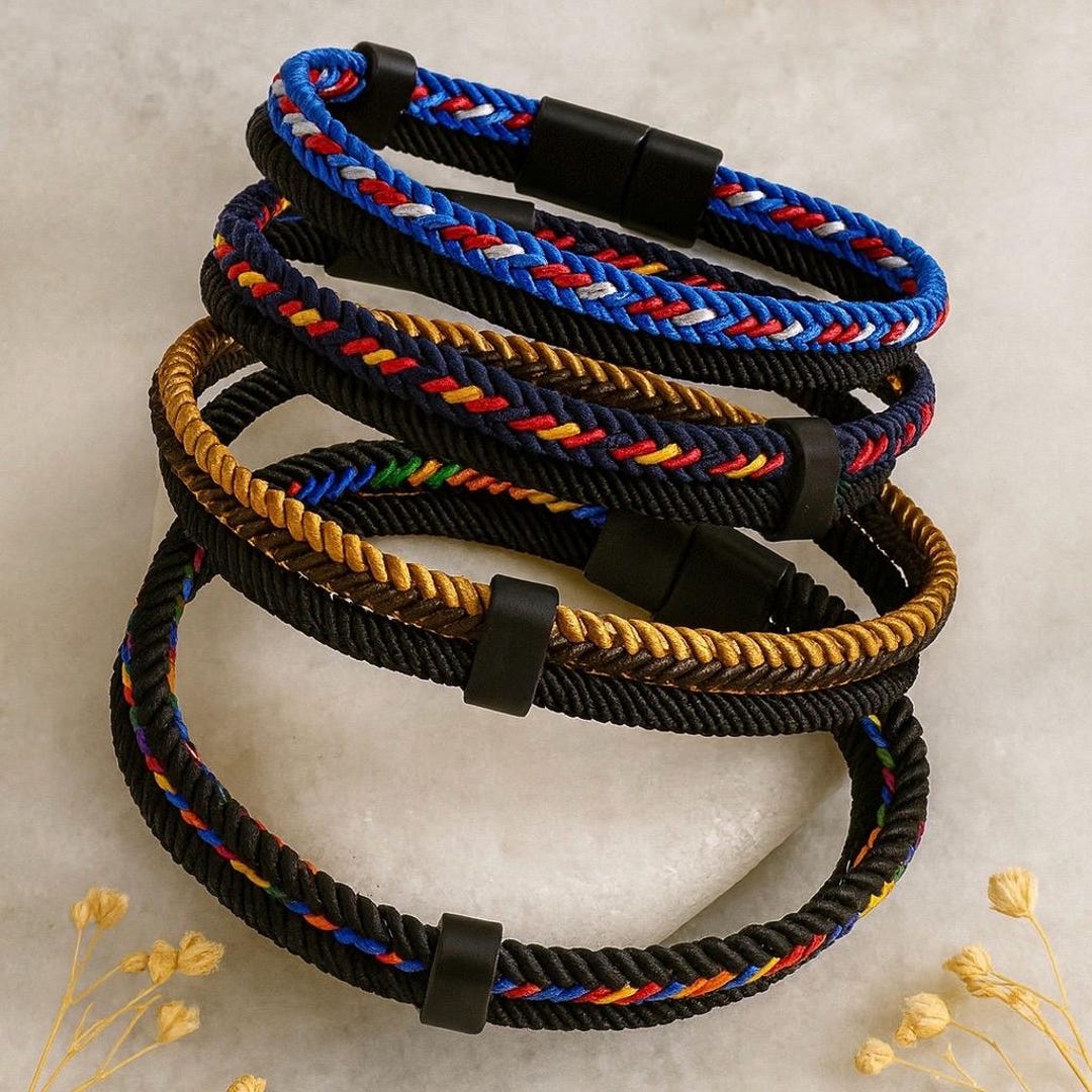 Men's Rope Bracelet- Adjustable Braided Design With Color Variations ...