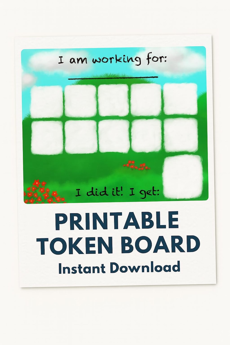 Printable 10-token Board for Kids – Outdoor Theme Reward Chart for ABA ...