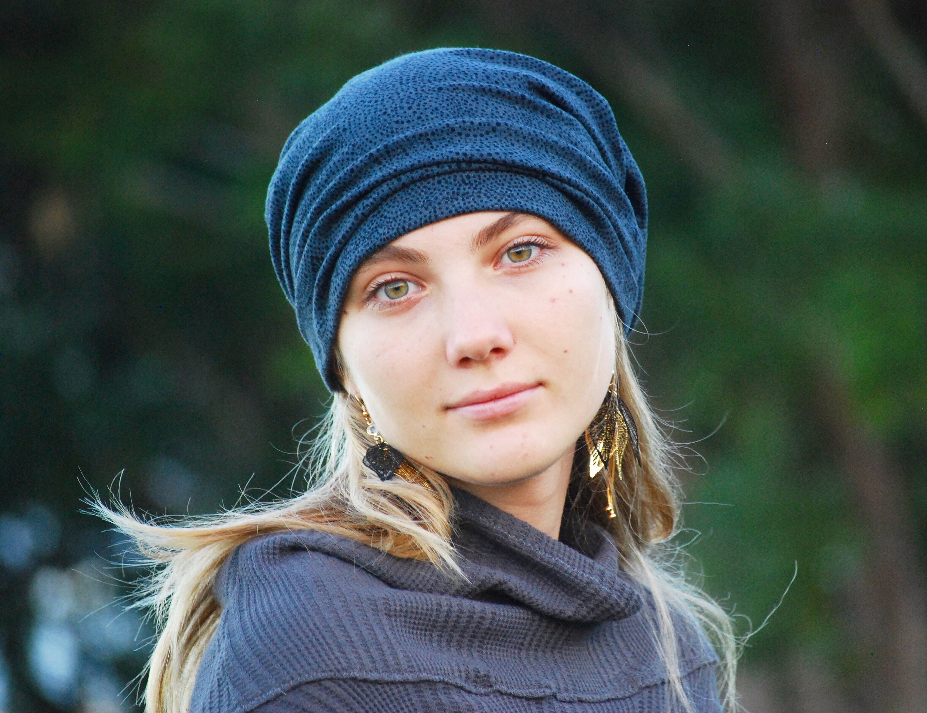 Unisex Slouchy Hat Limited Edition Black and Gray Paisley | Etsy