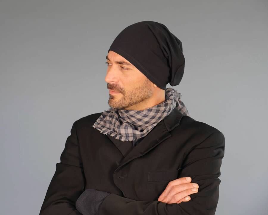 Unisex Slouchy Hat - Limited Edition Black and Gray Paisley Print ...