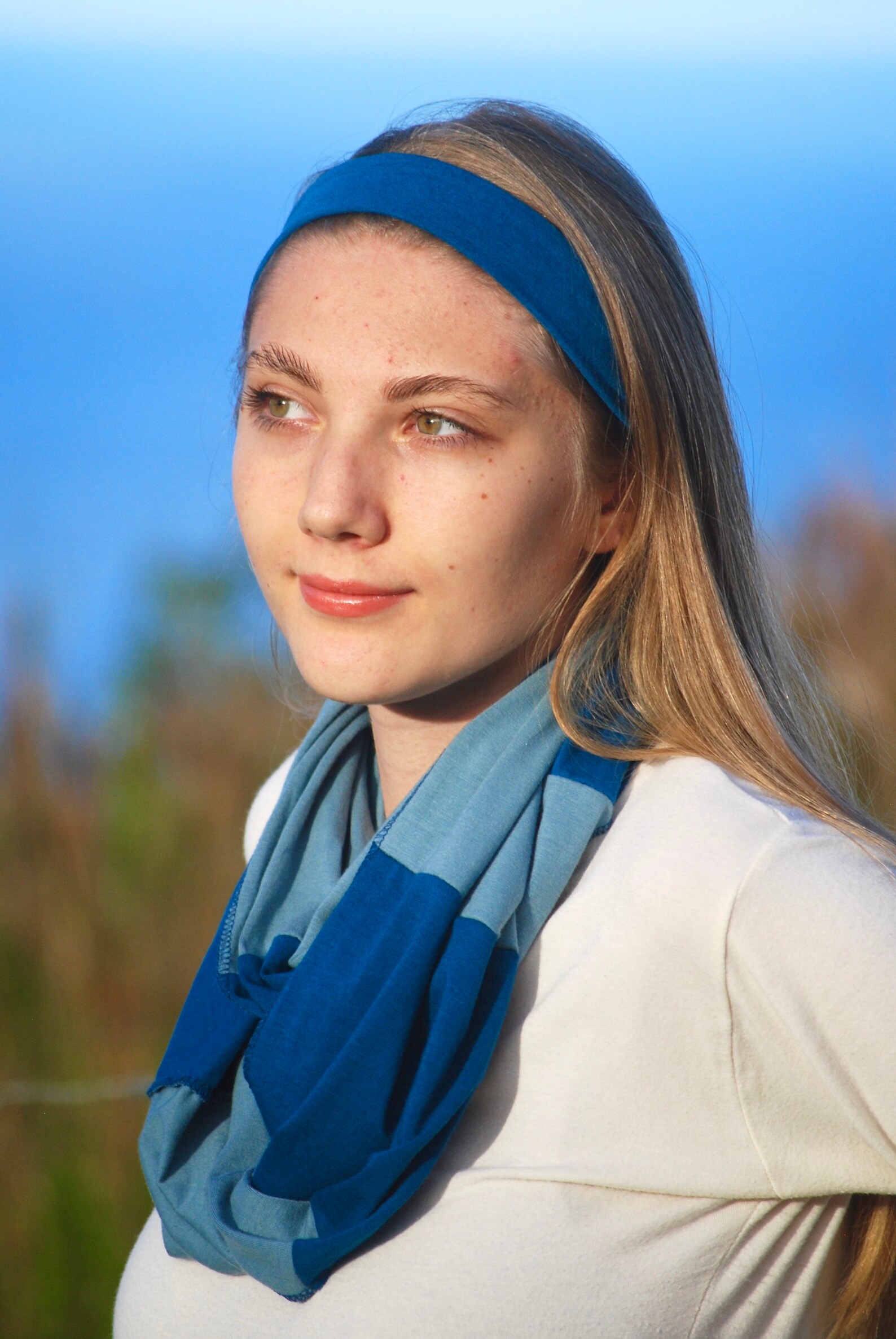 Narrow Headband Eco Friendly Jersey Blue Unisex Headband - Etsy