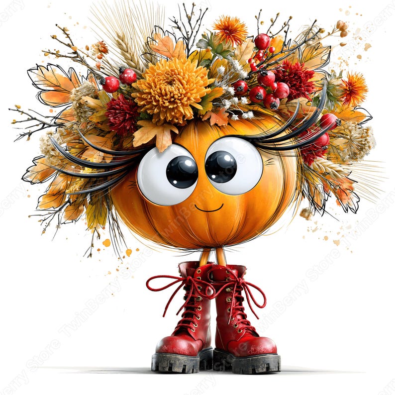 Autumn Pumpkin Clipart PNG, 35 Whimsical Pumpkin Girl Characters With ...