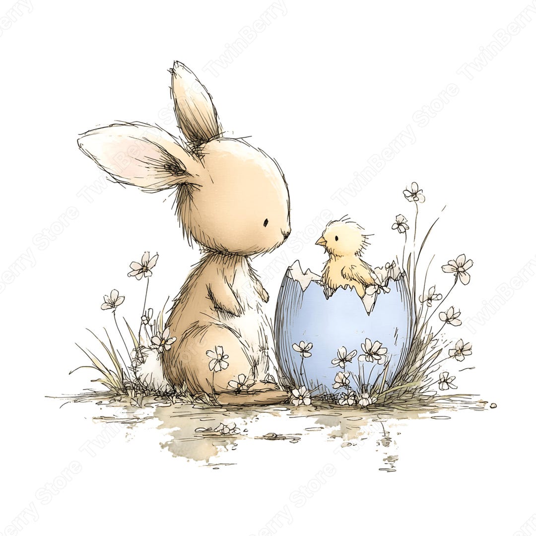 Ostern Tiere PNG, 22 Aquarell Quirky Bunny Igel und Küken Clipart ...