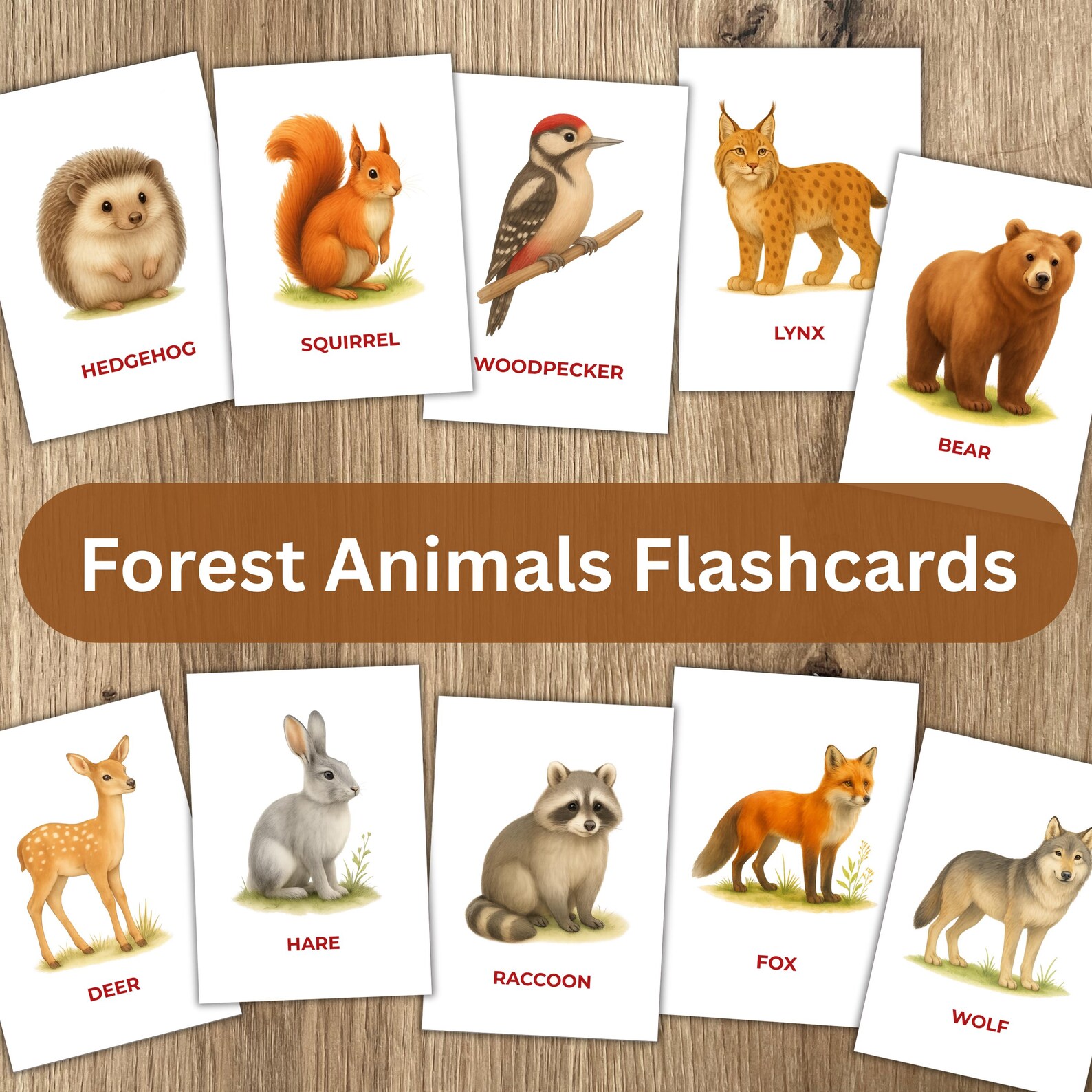 Forest Animal Flashcards for Toddlers - Printable Animals - Montessori ...