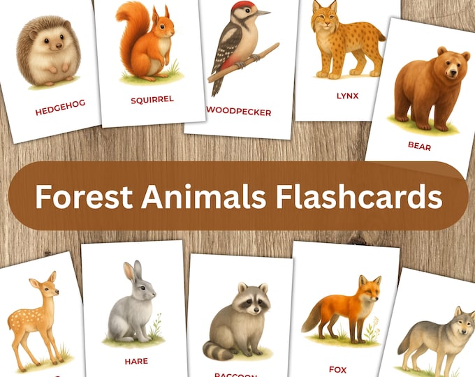 Forest Animal Flashcards for Toddlers - Printable Animals - Montessori ...