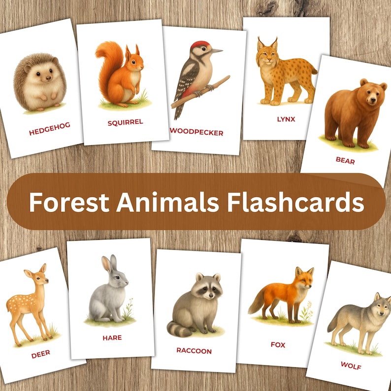 Forest Animal Flashcards for Toddlers - Printable Animals - Montessori ...